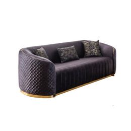 JVmoebel 3-Sitzer Sofa Luxus Wohnzimmer Modern Dreisitzer Möbel schwarz 3 Sitzer Holz