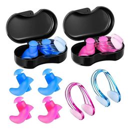wimm Schwimm-Ohrstöpsel 2 Sets Silicone Swimming Earplugs Nose Clip Waterproof