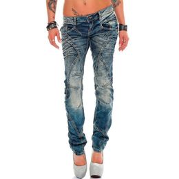 Cipo & Baxx Cipo & Baxx 5-Pocket-Jeans Damen Hose BA-WD175 Low Waist Jeans mit dicken Nähten