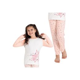 LOREZA Pyjama Mädchen Schlafanzug zweiteilig Set Langarm
