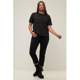 Studio Untold Funktionshose Mom-Jeans Wide Legs Strass-Steine 5-Pocket Zippfly