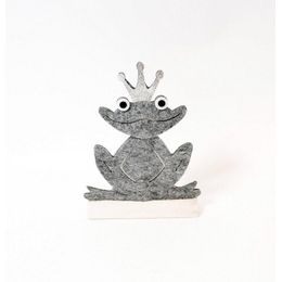 B&S B&S Dekofigur Frosch König grau aus Filz H 22