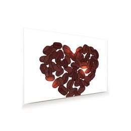 Primedeco Glasbild Wandbild Herz aus Kaffeebohnen mit Aufhängung