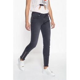 ATT Jeans Slim-fit-Jeans Leoni mit offenen Saumkanten und Paillettendetails