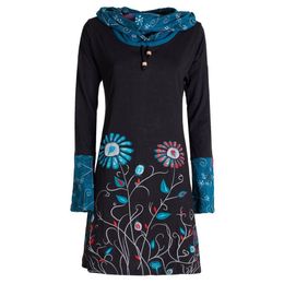 Vishes Jerseykleid Blumen-Kleid Langarm-Shirtkleid Schal-Kleid Baumwollkleid Goa