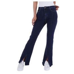 Ital-Design Bootcut-Jeans Damen Freizeit Stretch Bootcut Jeans in Dunkelblau