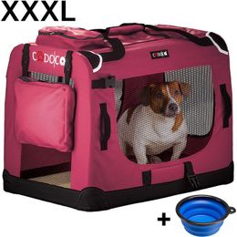 Deuba - cadoca® Hundetransportbox faltbar Katzentransportbox Transportbox Autobox Hundebox Box versch. Größen Farbwahl xxxl - Dunkelrot