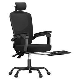 Bigzzia - Ergonomischer Bürostuhl mit Fußstütze Schreibtischstuhl mit Verstellbarer Kopfstütze - Lendenwirbelstütze - Höhenverstellbar - Liegestuhl