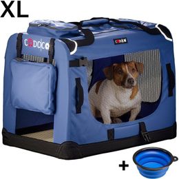 Cadoca - Hundetransportbox faltbar Katzentransportbox Transportbox Autobox Hundebox Box versch. Größen Farbwahl xl - Navy Blau