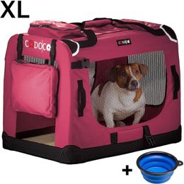 Deuba - cadoca® Hundetransportbox faltbar Katzentransportbox Transportbox Autobox Hundebox Box versch. Größen Farbwahl xl - Dunkelrot