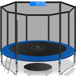 Kesser® - Trampolin TÜV SÜD GS Zertifiziert Komplettset mit Sicherheitsnetz, Leiter, Randabdeckung & Zubehör Kindertrampolin Gartentrampolin Belastbarkeit 150 kg