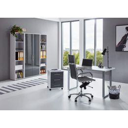 Büro-Set BMG MÖBEL "Tabor Mini Kombi 3" Arbeitsmöbel-Sets grau (lichtgrau, anthrazit hg) Büromöbel-Sets