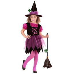 Karneval-Klamotten Hexen-Kostüm Zauberhaftes Hexenkleid mit Hexenhut Hexenbesen