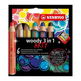 Buntstift Stabilo® woody 3in1 ARTY 6er-Set mit Spitzer