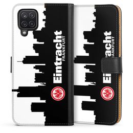 DeinDesign Galaxy A12 Handy Klapph&uuml;lle Handyh&uuml;lle aus Kunst Leder schwarz Flip Case Official Licensed Product Sge Eintracht Frankfurt Sideflip mit langer Lasche