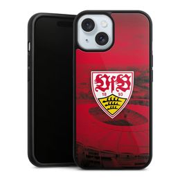 DeinDesign iPhone 15 Handy Gallery Case Handyh&uuml;lle 9H Geh&auml;rtetes Glas R&uuml;ckseite H&uuml;lle Vfb Stuttgart Official Licensed Product Stadium Gallery Case