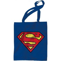 Superman Beuteltasche Tragetasche Stoffbeutel Henkeltasche Shoppingbag blau