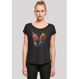 F4NT4STIC T-Shirt Schmetterling Blumen Print, schwarz, XXL
