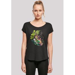 F4NT4STIC T-Shirt Baum mit Blumen Print, schwarz, XS