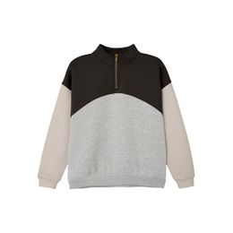name it Sweatshirt NKMOBUR LS SWE BRU, schwarz, 134/140