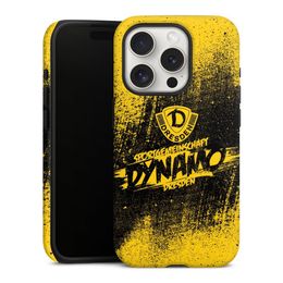DeinDesign iPhone 15 Pro Handy Panzer Handyh&uuml;lle robuste Outdoor H&uuml;lle Schutzh&uuml;lle matt Logo Official Licensed Product Sg Dynamo Dresden Tough Case