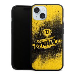 DeinDesign iPhone 15 Handy Premium Silikon H&uuml;lle Handyh&uuml;lle schwarz Case Logo Official Licensed Product Sg Dynamo Dresden Silikon Premium Case