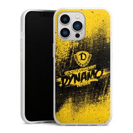 DeinDesign iPhone 13 Pro Handy Silikon H&uuml;lle Case wei&szlig; Handyh&uuml;lle Logo Official Licensed Product Sg Dynamo Dresden Silikon Case