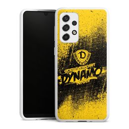 DeinDesign Galaxy A33 5G Handy Silikon H&uuml;lle Case wei&szlig; Handyh&uuml;lle Official Licensed Product Sg Dynamo Dresden Logo Silikon Case