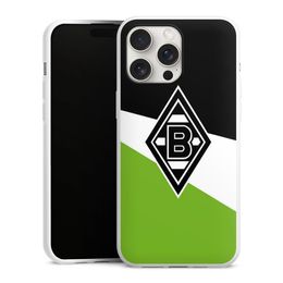 DeinDesign iPhone 15 Pro Max Handy Silikon H&uuml;lle Case wei&szlig; Handyh&uuml;lle Borussia M&ouml;nchengladbach Official Licensed Product Gladbach Silikon Case