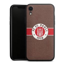 DeinDesign iPhone Xr Handy Premium Silikon H&uuml;lle Handyh&uuml;lle schwarz Case Fc St. Pauli Logo Official Licensed Product Silikon Premium Case