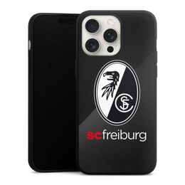 DeinDesign iPhone 15 Pro Max Handy Premium Silikon H&uuml;lle Handyh&uuml;lle schwarz Case Sc Freiburg Lettering Logo Silikon Premium Case