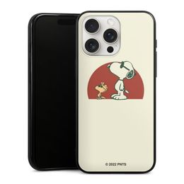 DeinDesign iPhone 15 Pro Max Handy Silikon H&uuml;lle Case schwarz Handyh&uuml;lle Snoopy Official Licensed Product Kindheit