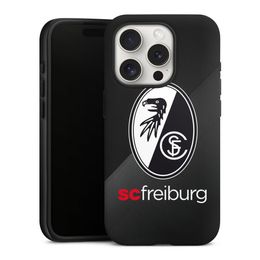 DeinDesign iPhone 15 Pro Handy Panzer Handyh&uuml;lle robuste Outdoor H&uuml;lle Schutzh&uuml;lle matt Sc Freiburg Lettering Logo Tough Case