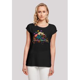 F4NT4STIC T-Shirt Blumen Auto Tee Print, schwarz, S