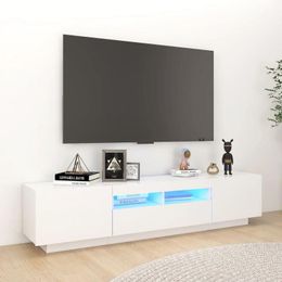 Bonnevie - TV-Lowboard TV-Schrank - Fernsehschrank mit LED-Leuchten Weiß 180x35x40 cm BV900584