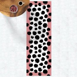 MICASIA Vinyl-Teppich - Schwarze Tusche Polkadots mit Rahmen - Panorama Hoch 3:1 Größe HxB: 90cm x 30cm