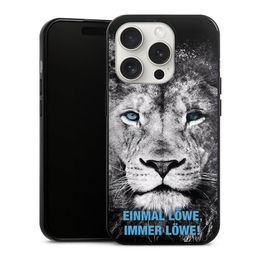 DeinDesign iPhone 15 Pro Handy Slim Case extra d&uuml;nn Silikon Handyh&uuml;lle schwarz H&uuml;lle Official Licensed Product Tsv 1860 M&uuml;nchen Lion Silikon Slim Case