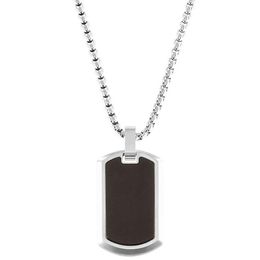 s.Oliver Junior Kette mit Anhänger Dog Tag, 2036874, mit Achat, schwarz