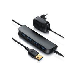 PRIMEWIRE USB-Adapter, aktiver 4Port USB 3.2 Gen1 Hub Verteiler mit Netzteil