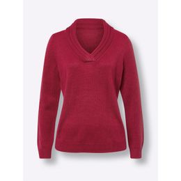 WITT Damen V-Ausschnitt-Pullover mit Rollkante, himbeere, Gr&ouml;&szlig;e 46