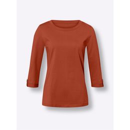 WITT Damen 3/4-Arm-Shirt aus reiner Baumwolle, rostrot, Gr&ouml;&szlig;e 46