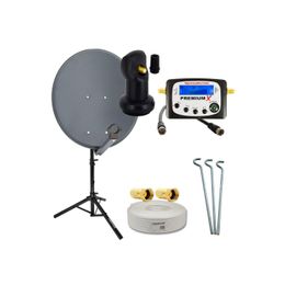 PremiumX Camping Satelliten-Komplettanlage 60cm LNB Sat-Finder Kabel Stativ SAT-Antenne