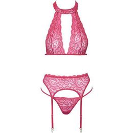 Cottelli Lingerie 3-teiliges Straps-Set aus weicher Stretch-Spitze