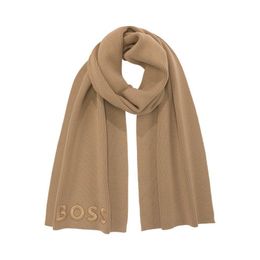 BOSS Schal Lara_scarf, mit tonaler BOSS Logo-Stickerei, beige|braun