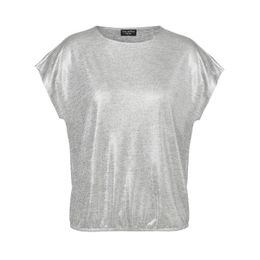 Via Appia Due Große Größen: Shirt mit schimmerndem Foliendruck, silber, Gr.48