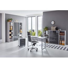Büro-Set BMG MÖBEL "Tabor Mini Kombi 5" Arbeitsmöbel-Sets grau (lichtgrau, anthrazit hg) Büromöbel-Sets
