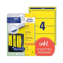 Avery Zweckform Etiketten L4769-20 Rückenschilder gelb 192x61mm A4 ILK 80 Etiketten