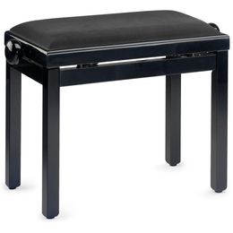 Stagg Klavierbank Klavierbank in Schwarz poliert mit schwarzem Veloursbezug