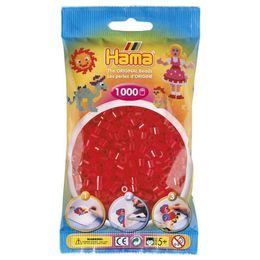 Hama Perlen Bügelperlen Hama Beutel mit 1000 Bügelperlen transparent-rot