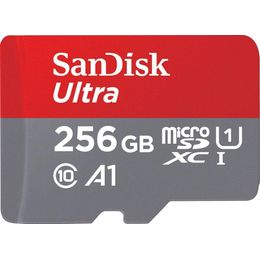 Sandisk Ultra microSDXC Speicherkarte (256 GB, Class 10, Adapter), grau|rot